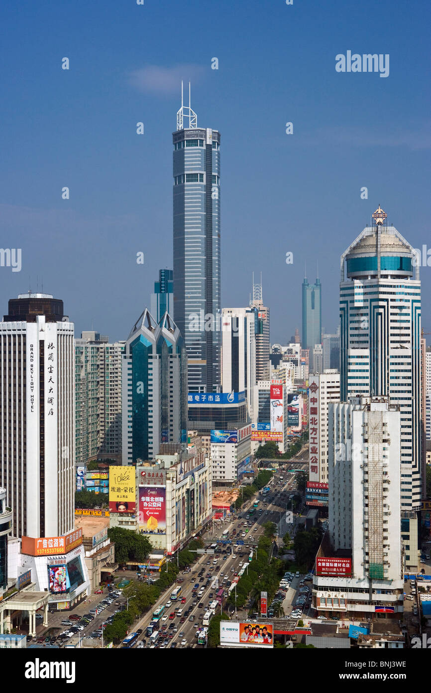 China Guandong Shenzhen city town city Shennan Lu Avenue skyscraper ...