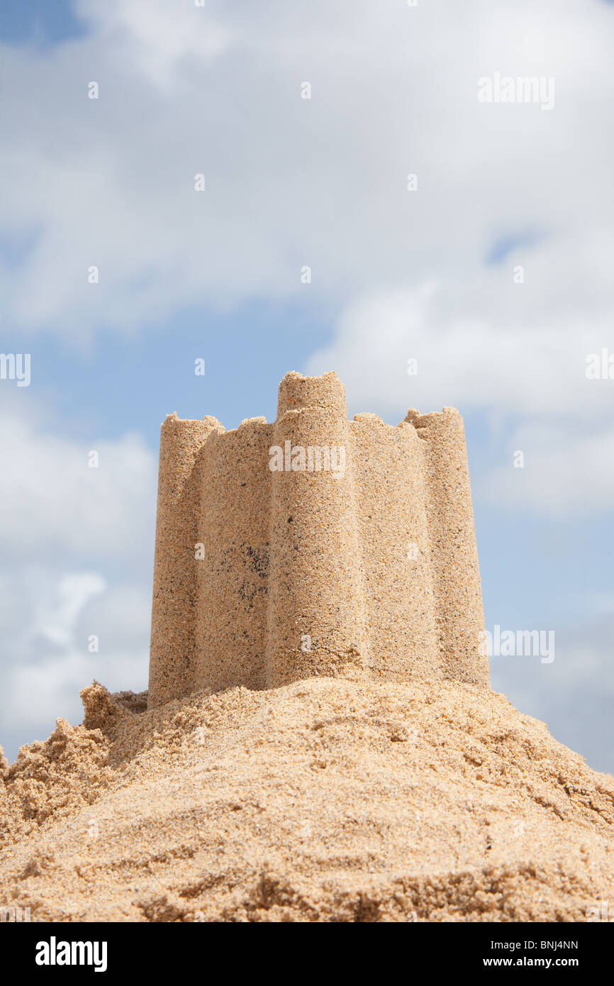 Sand castle on a beach in Cornwall England, United Kingdom Stock Photo ...