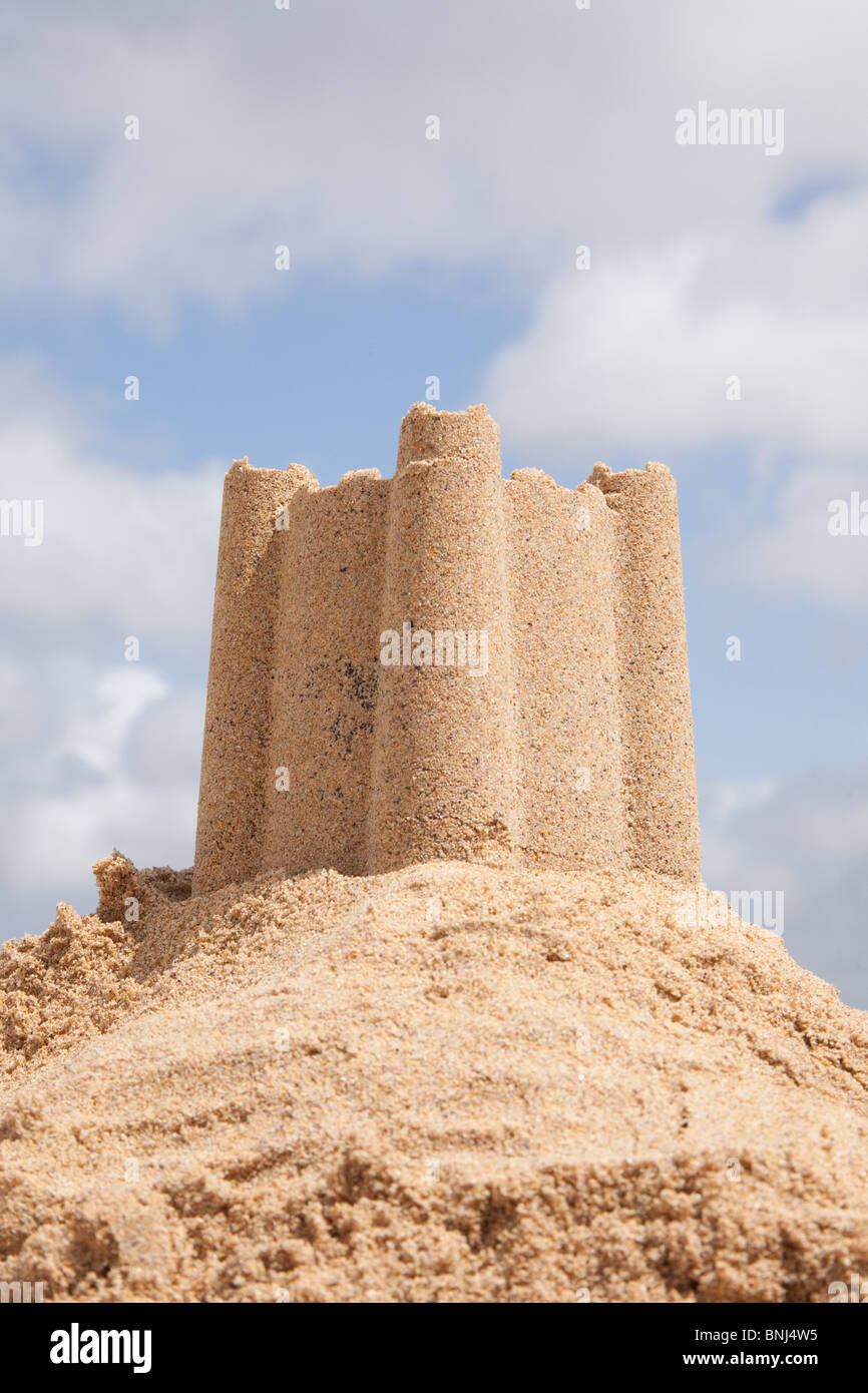 Sand castle on a beach in Cornwall England, United Kingdom Stock Photo ...