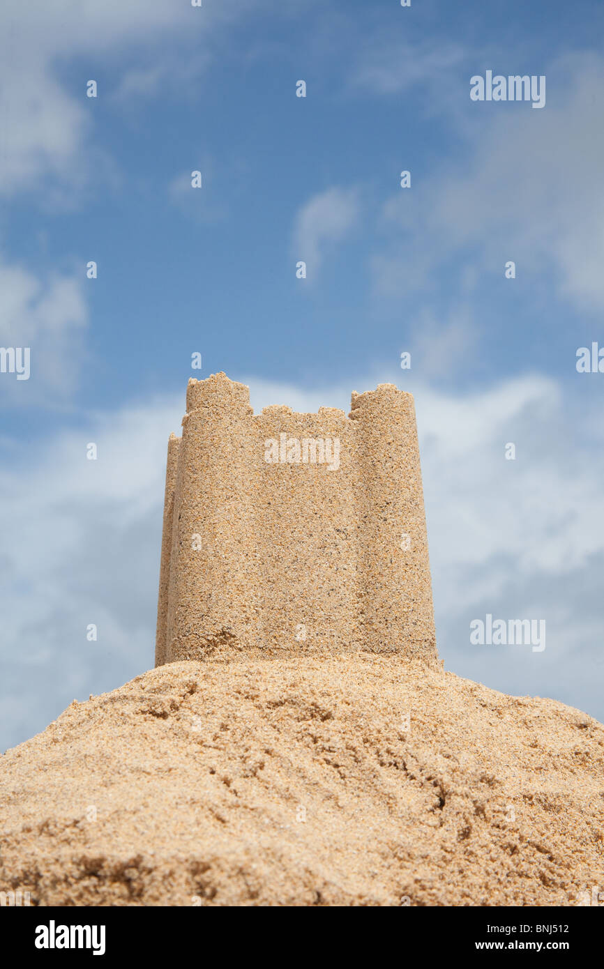 Sand castle on a beach in Cornwall England, United Kingdom Stock Photo ...