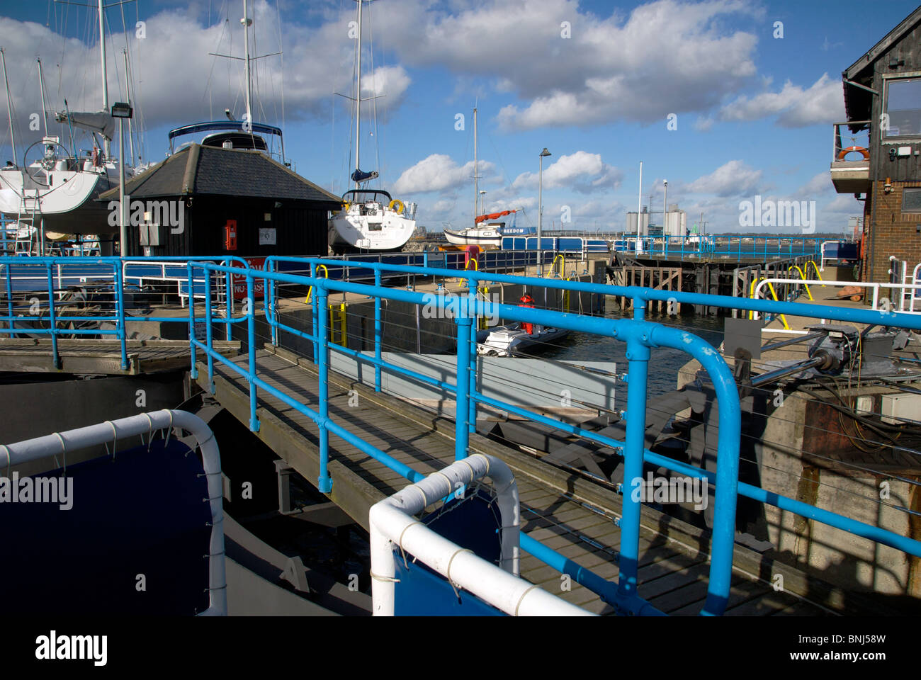 Hythe Hampshire UK Marina Sealock Stock Photo - Alamy