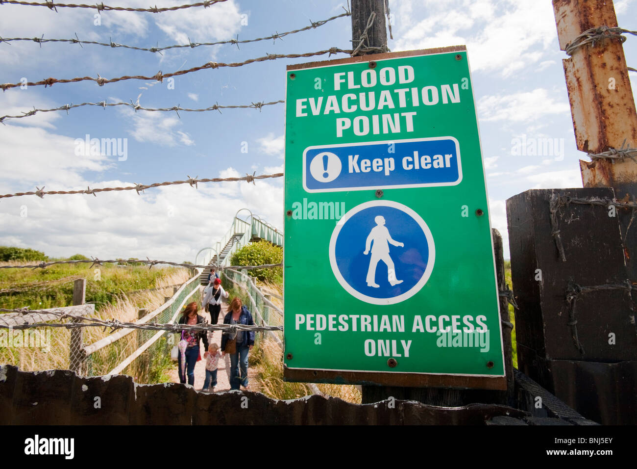 A flood evacuation sign in a caravan park in Kinmel bay that is ...