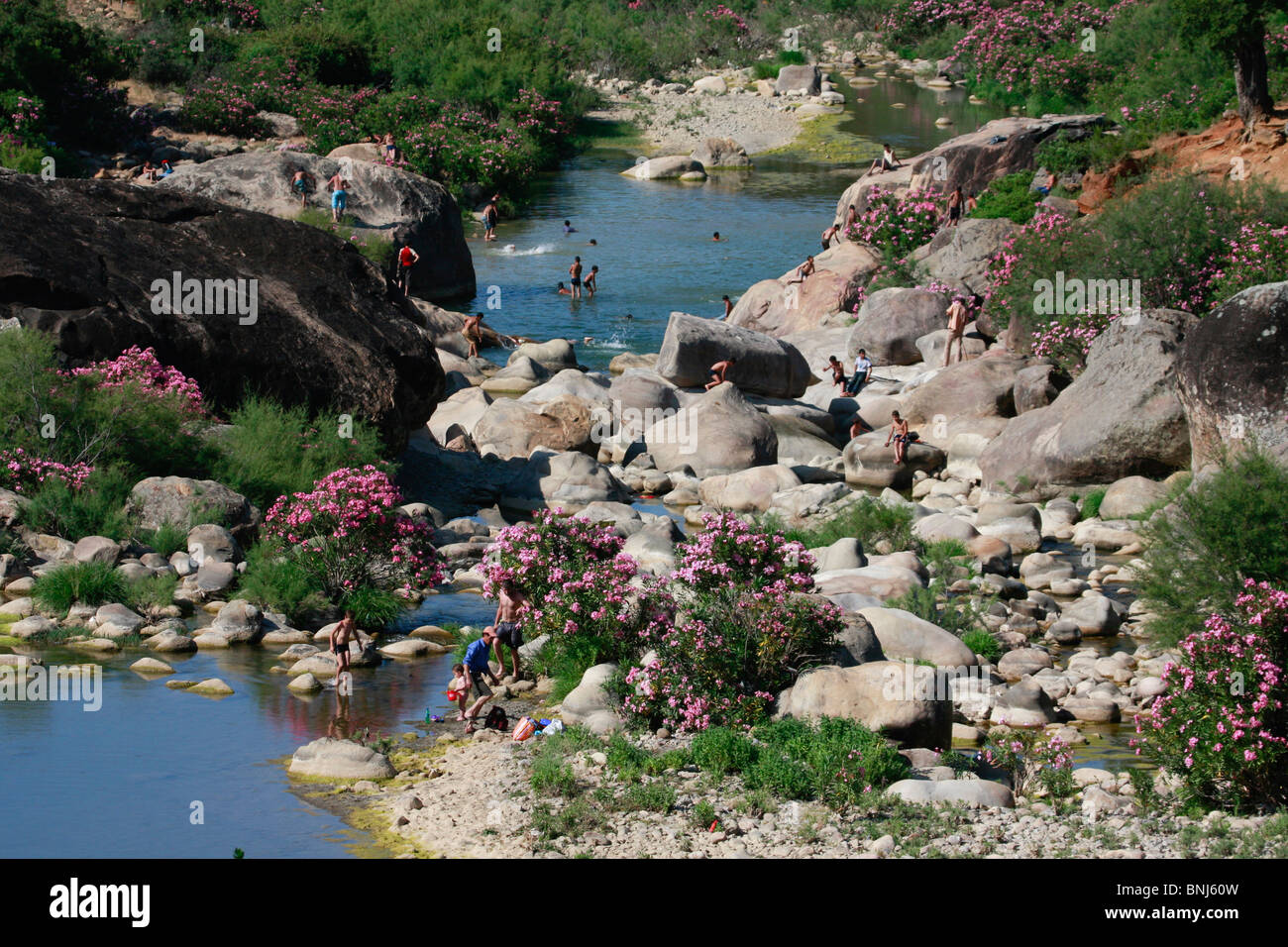 Morocco North Africa Maghreb Marrakech Marrakesh bathing river creek ...