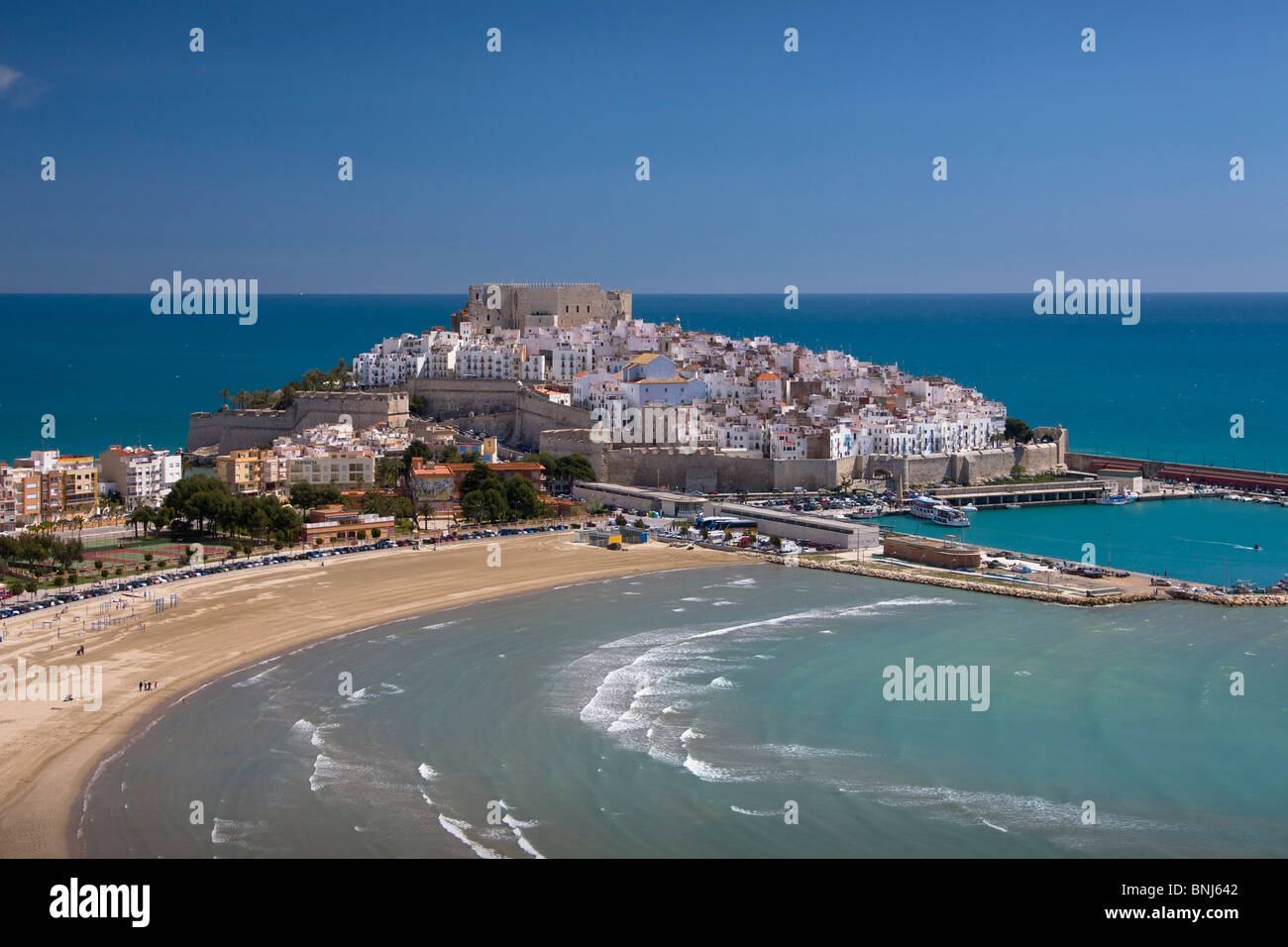 Spain Valencia region area Castellon province Peniscola town city sea ...