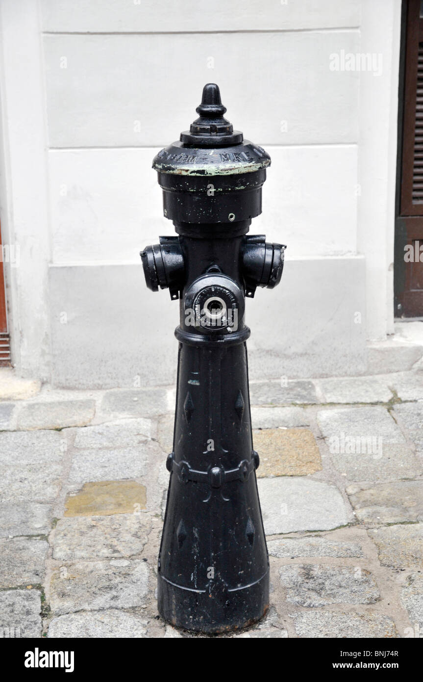 Black metal fire hydrant, Vienna, Austria,Europe Stock Photo - Alamy