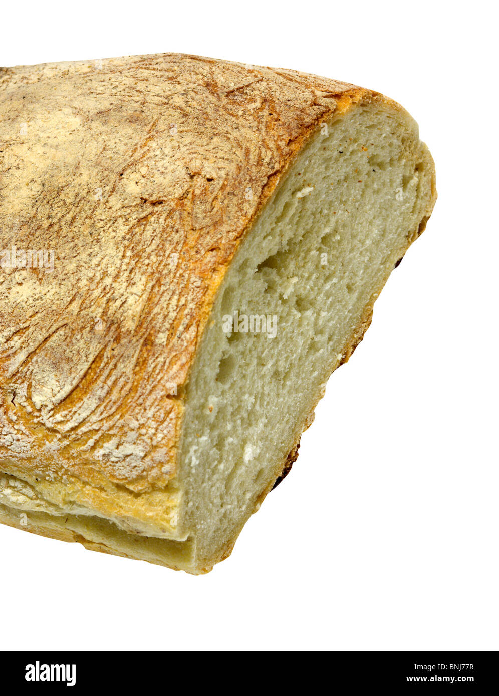 Italian bread loaf detail over white Stock Photo - Alamy