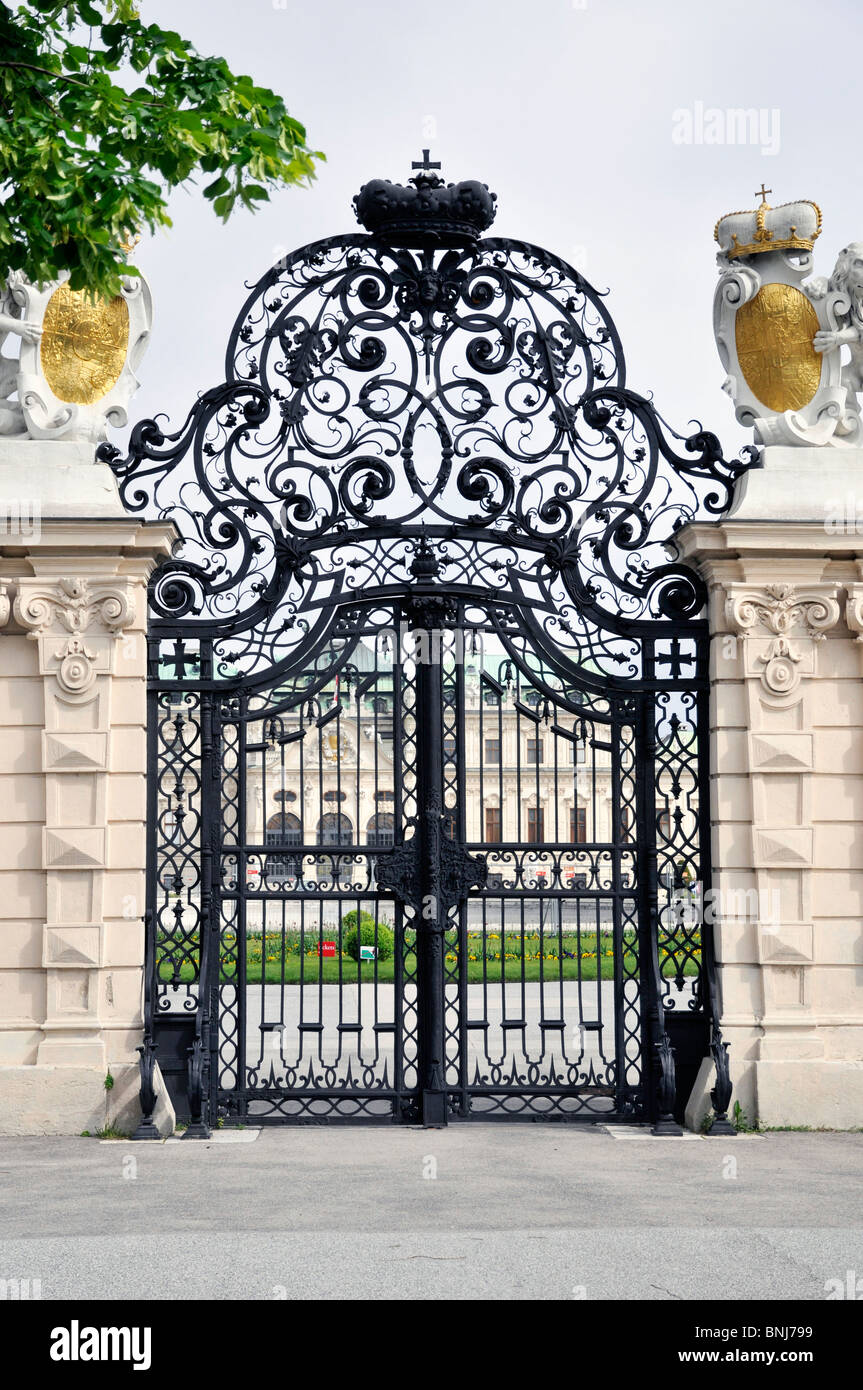 Ornate black metal gate to the Belvedere Palace,Vienna,Austria,Europe ...