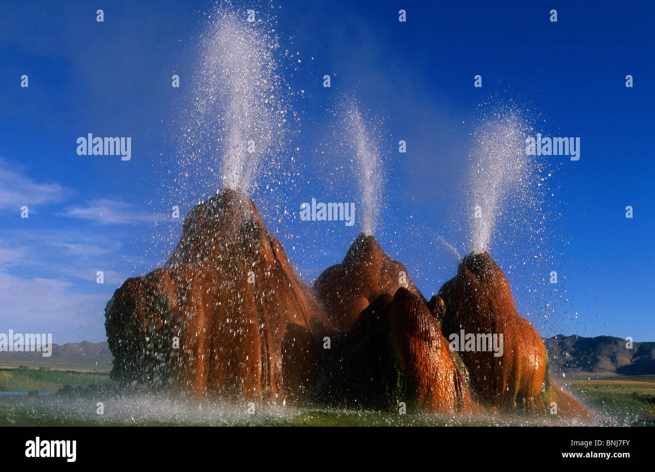 USA Nevada hot springs cones depositions colored rock algae Fly Geyser ...