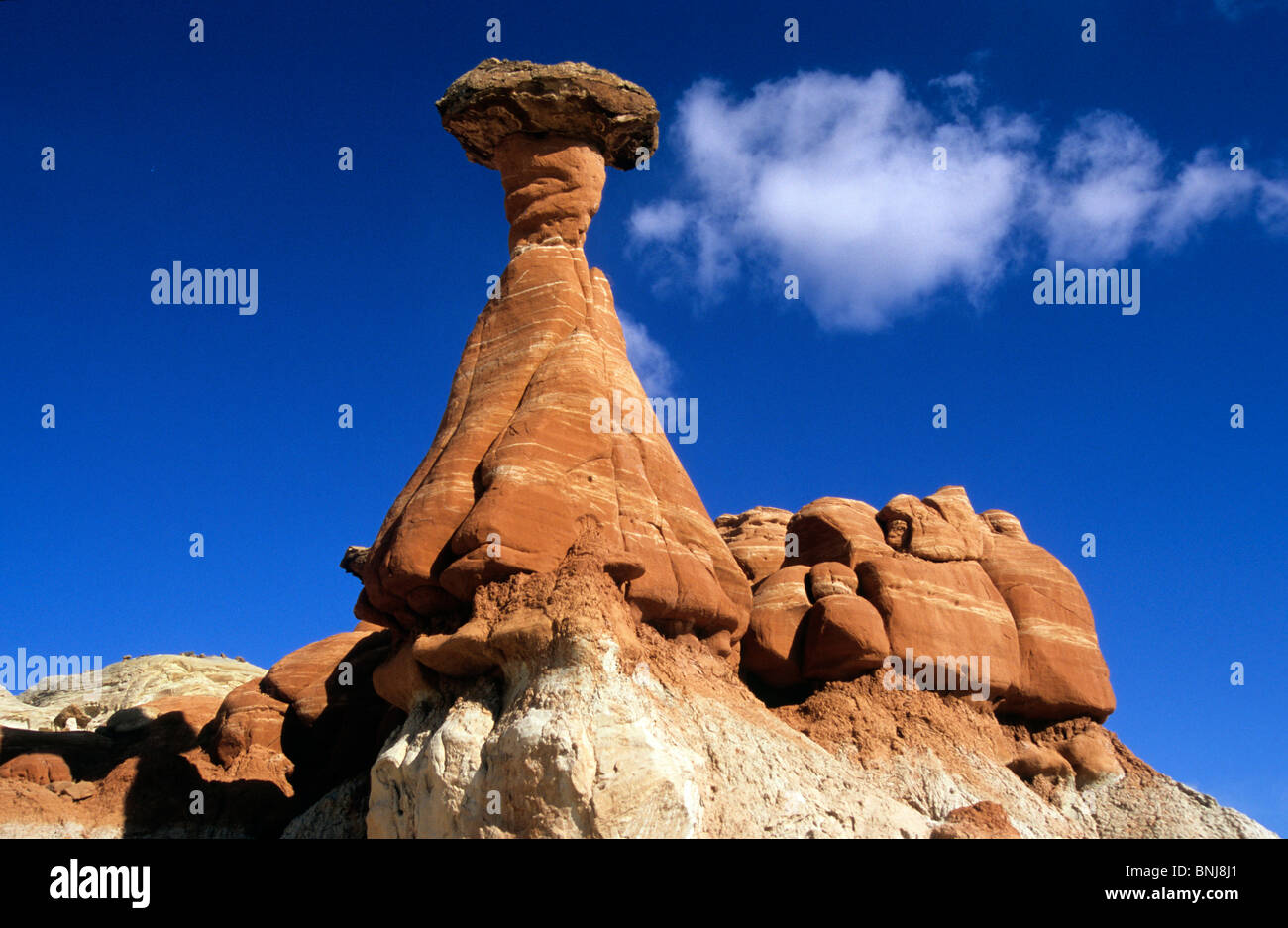 USA Utah rock pillar mushroom rock clouds Toadstool Hoodoos North ...