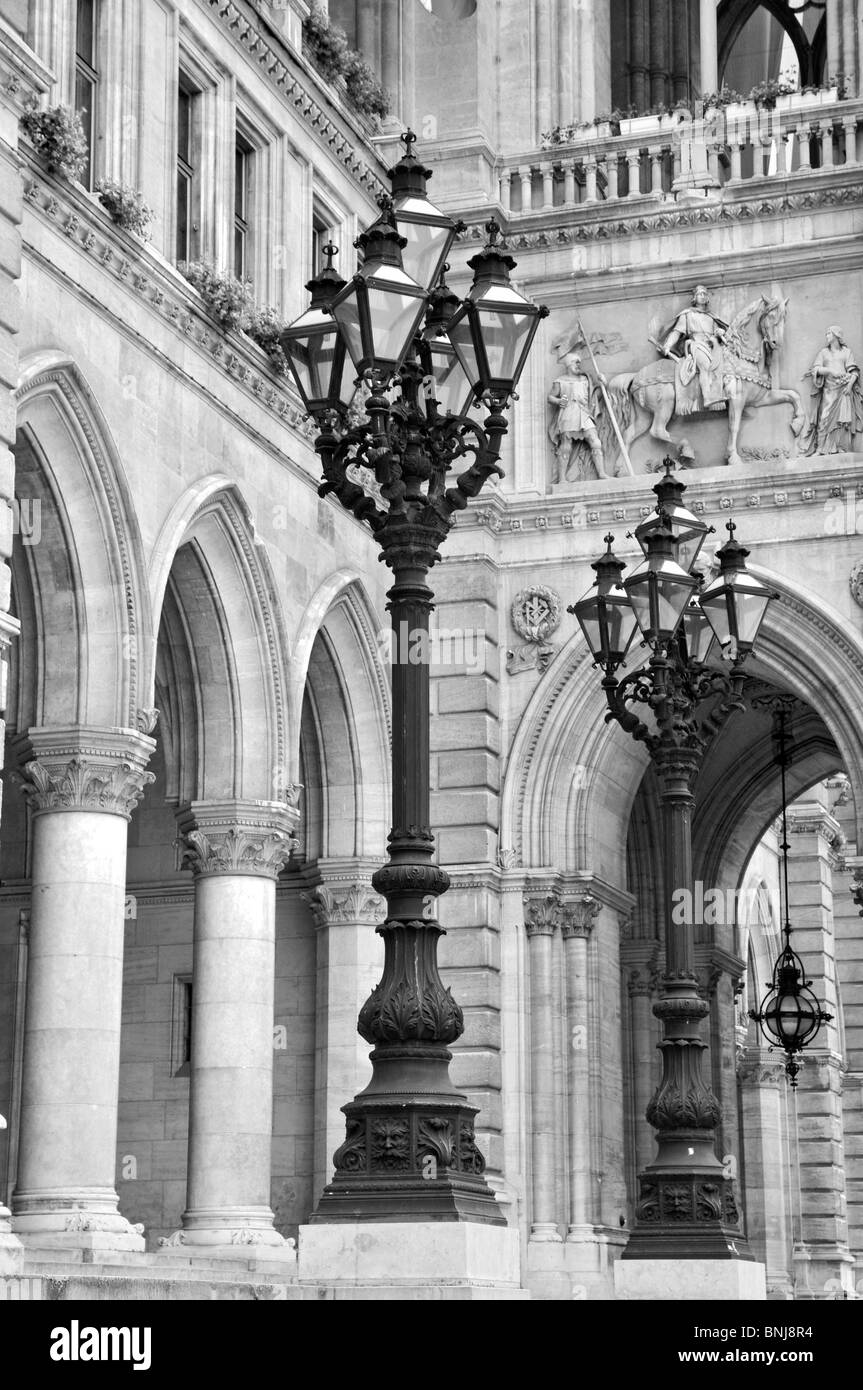 Street light street lamp lamp post architecture Black and White Stock ...