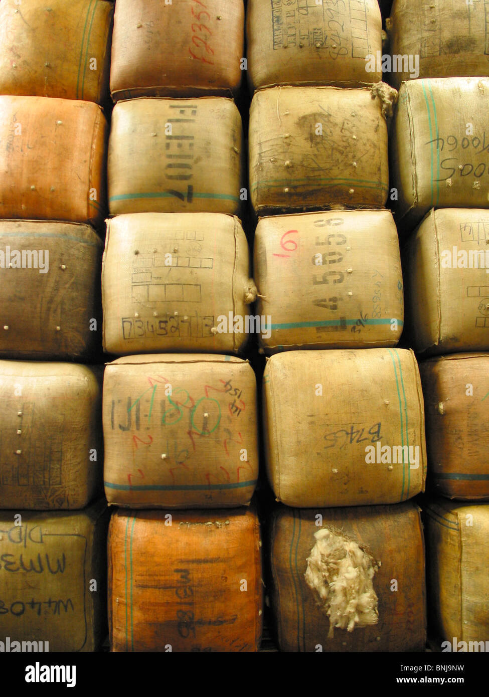 Wool rolls stored Tönning Schleswig-Holstein Germany woll bale bales ...