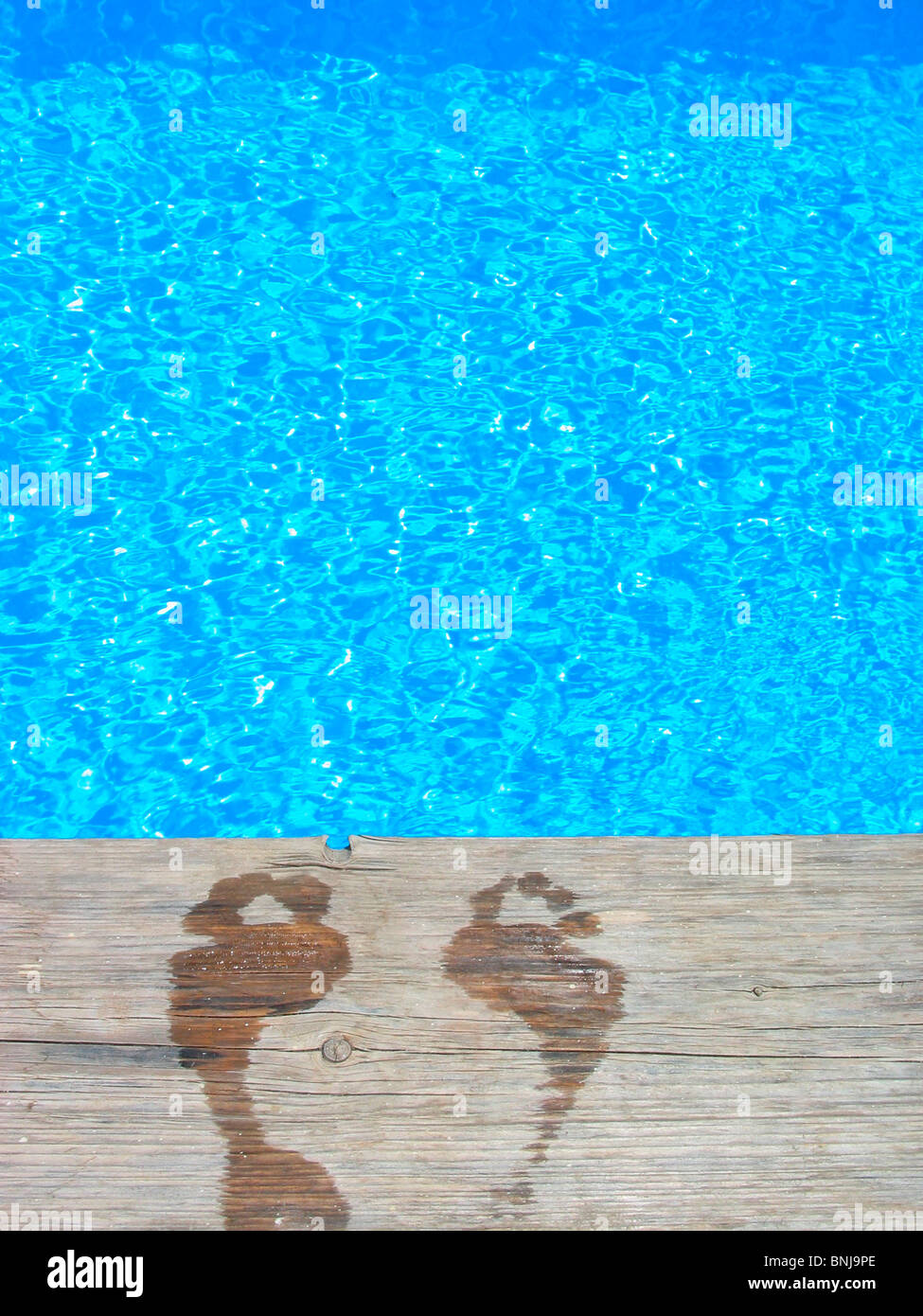 Footprint water reflection swimming pool Crete island Greece surface ...