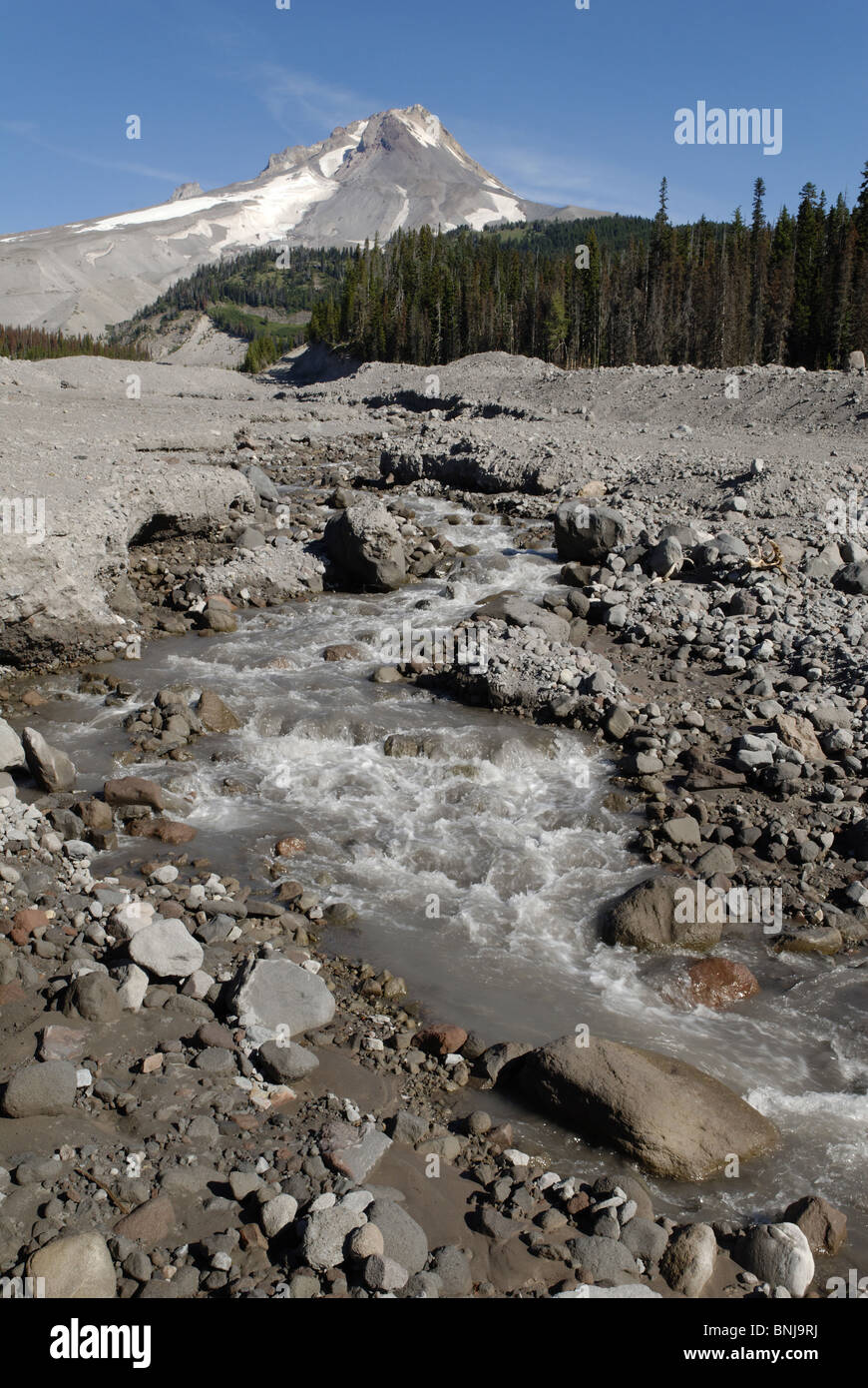 White River Gorge volcano Mount Hood Cascade Range Oregon USA America ...