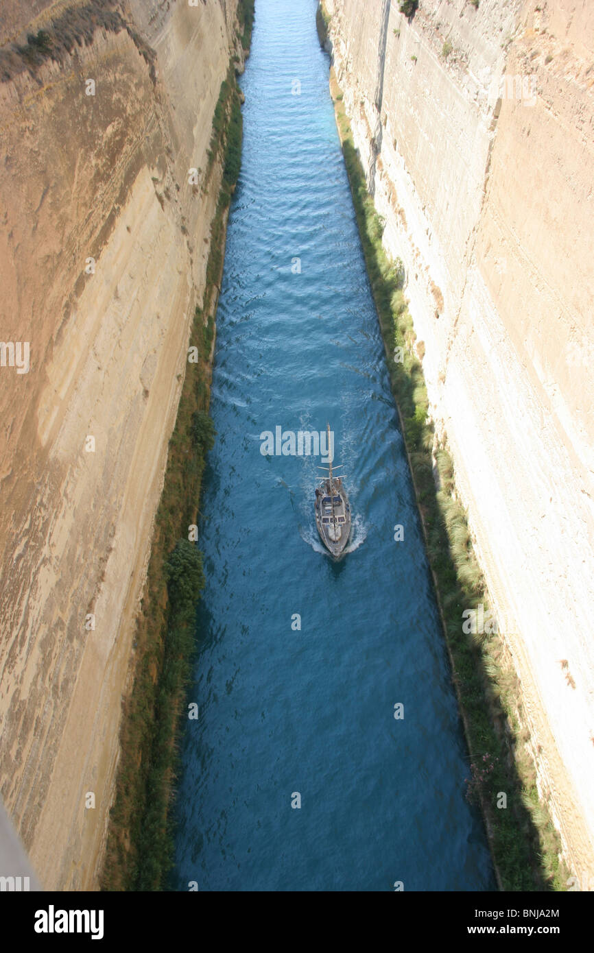 Greece Peloponnesus Corinth Canal ship Stock Photo - Alamy