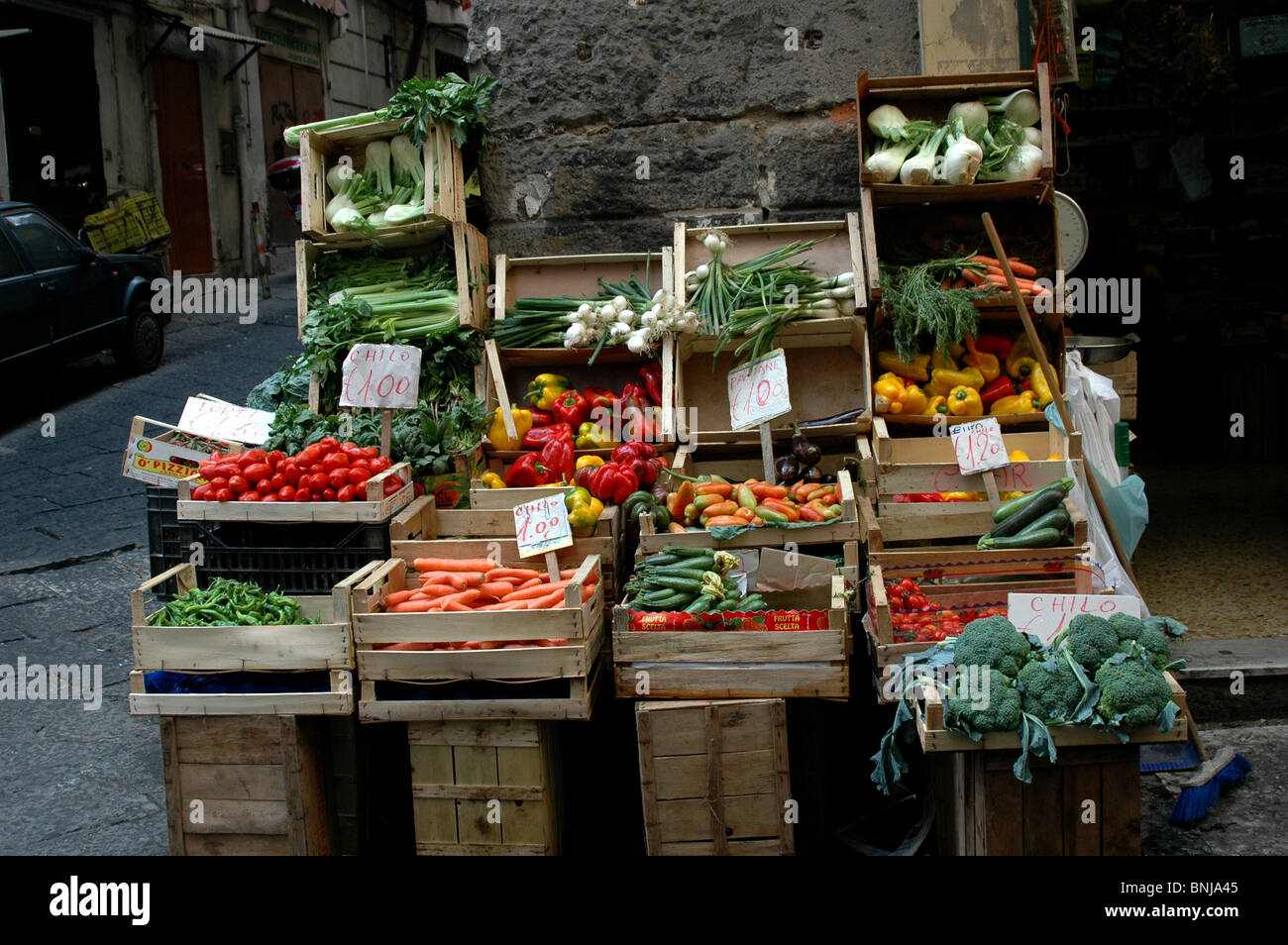 A vegetable display in a Naples side Street Italy Stock Photo - Alamy