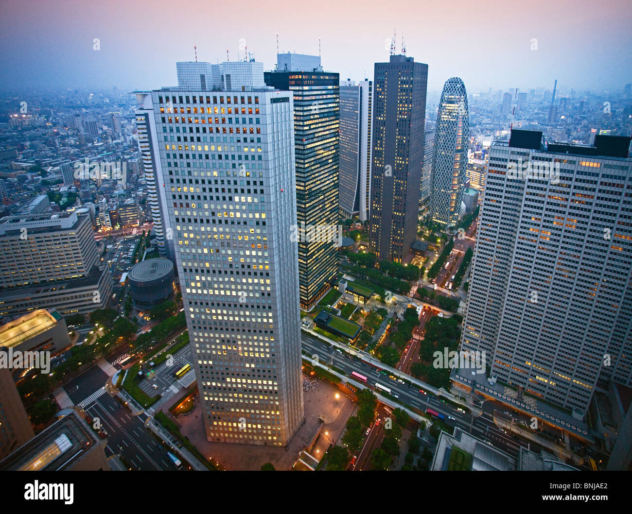 Japan Asia Tokyo town city Shinjuku District west Side blocks of flats ...