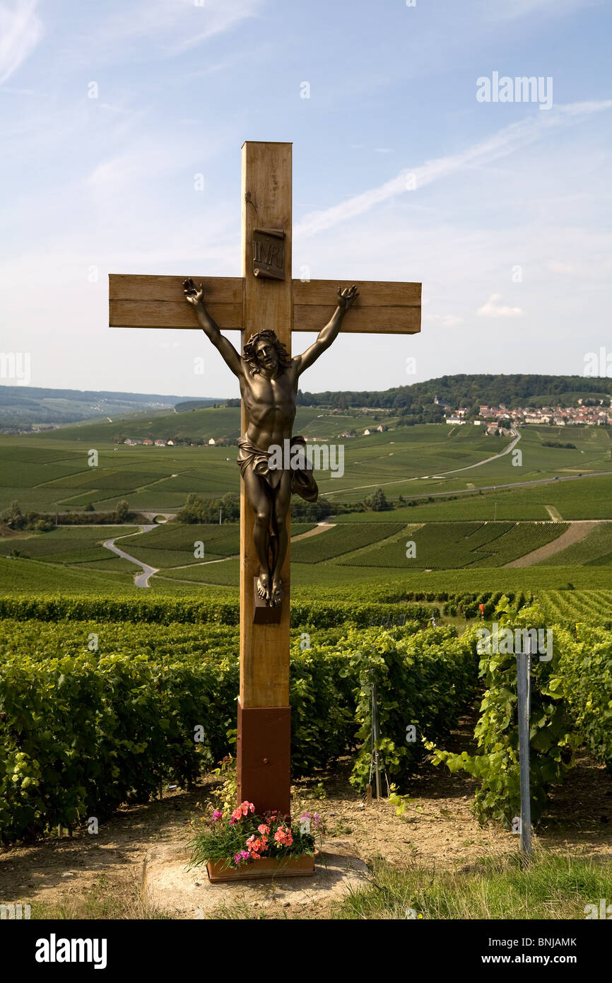 France, Champagne, vineyards, Religious cross Stock Photo - Alamy