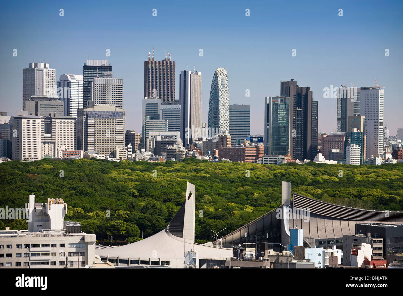 Japan Asia Tokyo town city Shinjuku District skyline Meiji park blocks ...