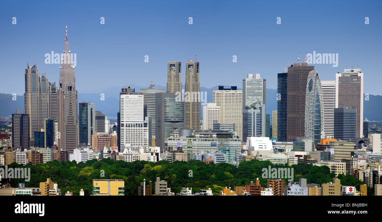 Japan Asia Tokyo town city Shinjuku District skyline park blocks of ...