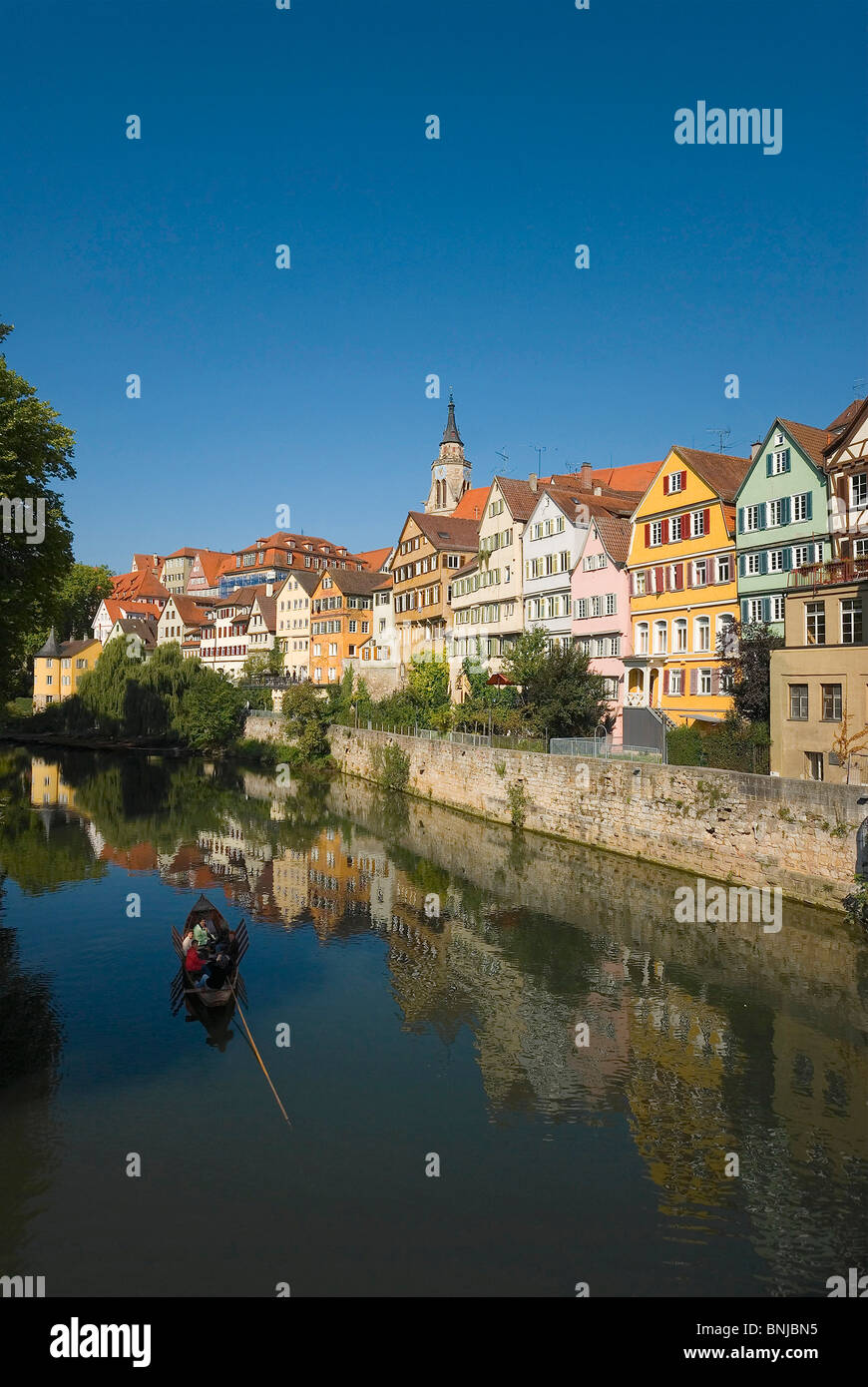 Germany Baden-Wurttemberg Tübingen Neckar front river flow Neckar Old ...