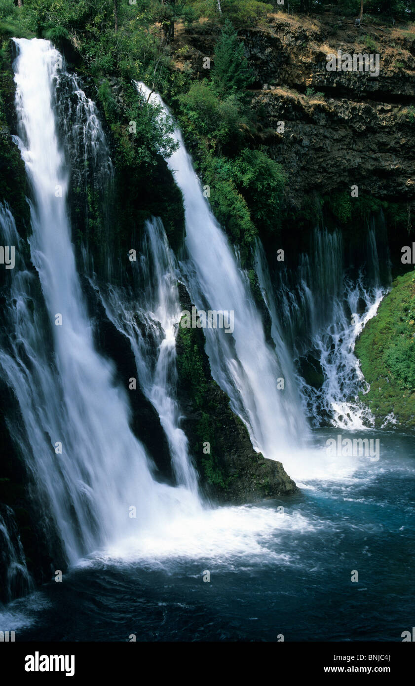 USA California waterfall river stream Burney Falls landscape scenery ...