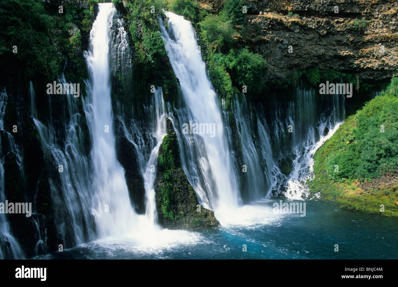 USA California waterfall river stream Burney Falls landscape scenery ...