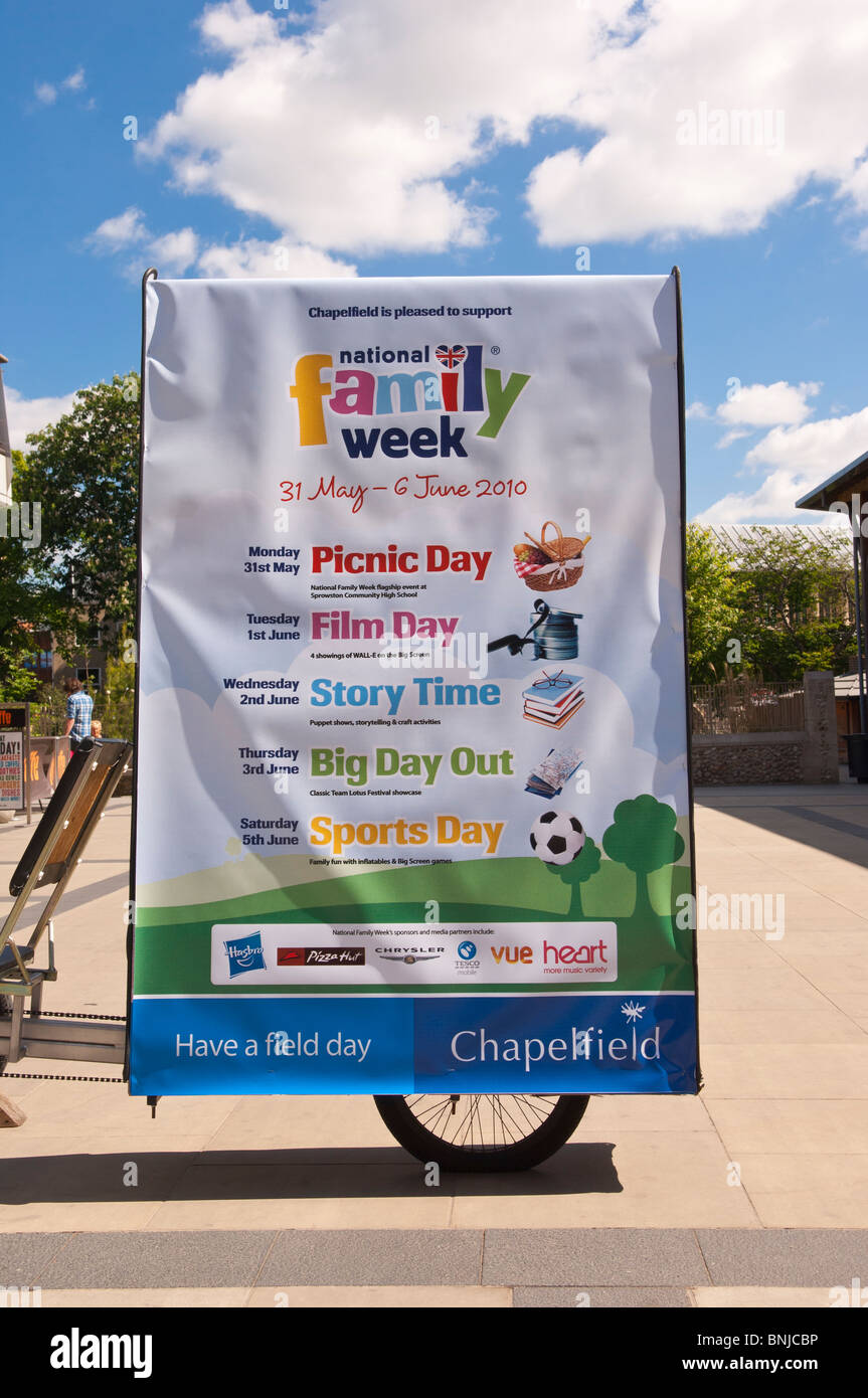 A sign advertising National Family Week Events in Norwich , Norfolk ...