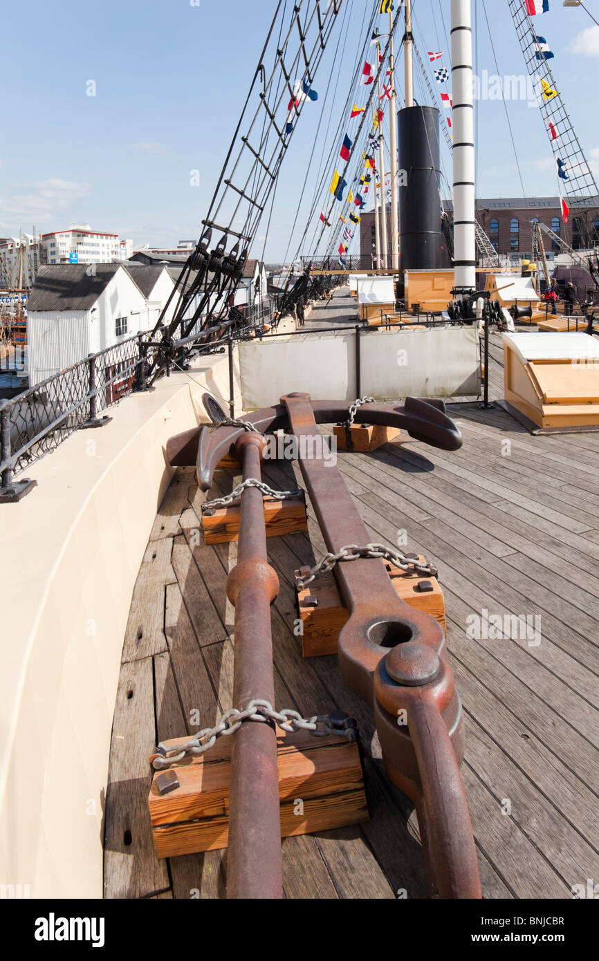 The anchor on the deck of the S S Great Britain now resting in the ...