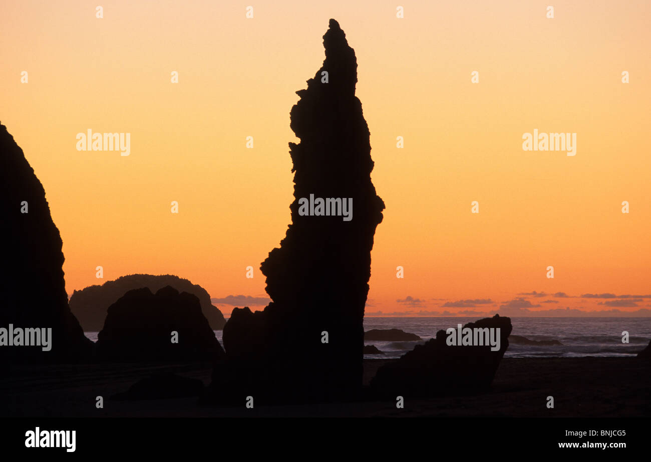 USA Oregon Pacific coast ocean sea rock cliff rock cliff needle ...