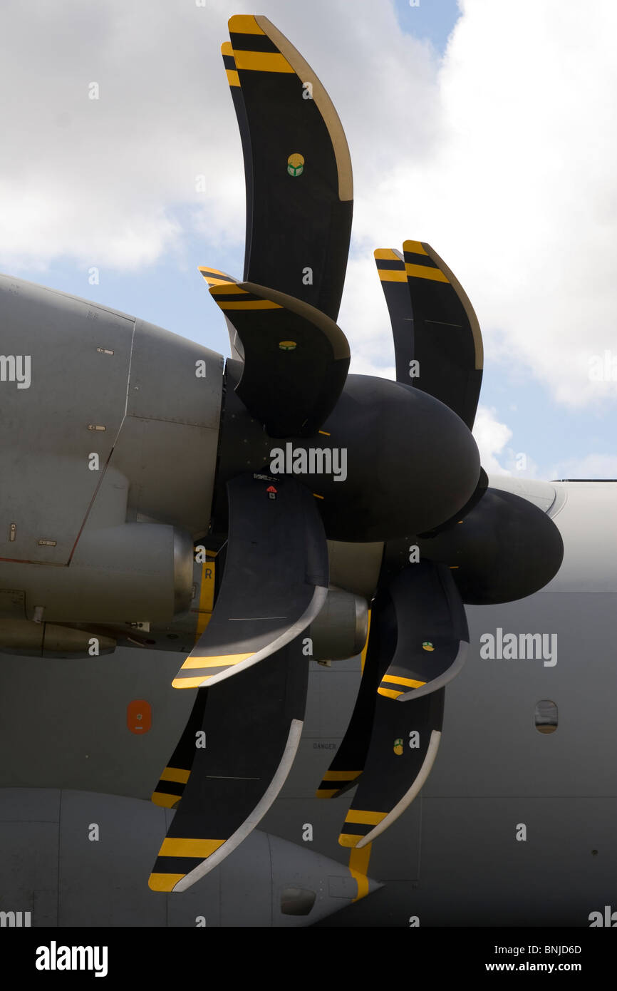 Propellers of Airbus A400M Grizzly military airlifter at Farnborough ...