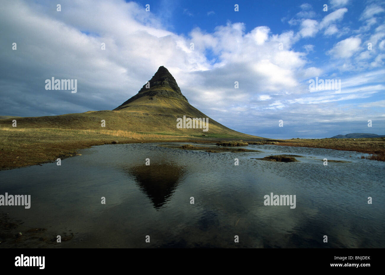 Kirkjufell Iceland landscape scenery mountain pyramid lake reflection ...