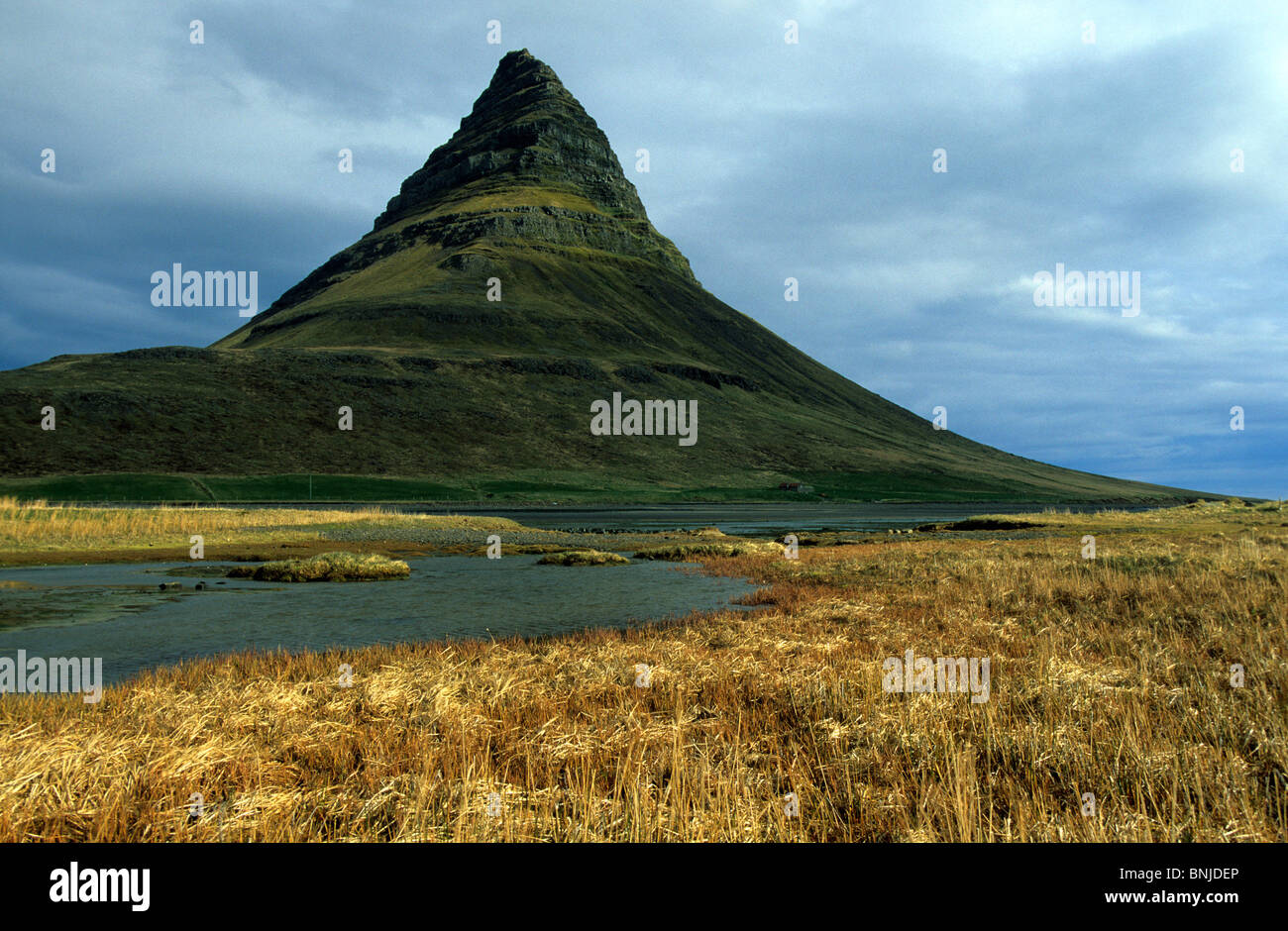 Kirkjufell Iceland landscape scenery mountain pyramid lake reflection ...