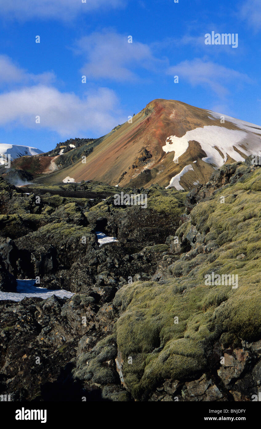 Landmannalaugar Iceland landscape scenery colored mountains snowy ...