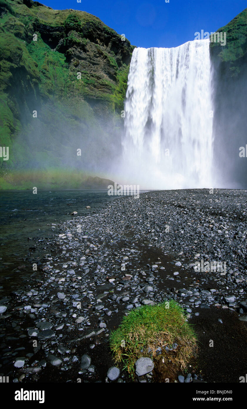 Skogafoss Iceland landscape scenery waterfall surf gravel Stock Photo ...