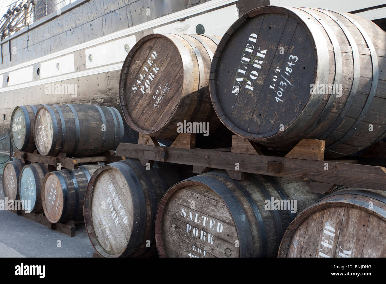 Barrels of salt cod and salted pork alongside the SS Great Britain now ...