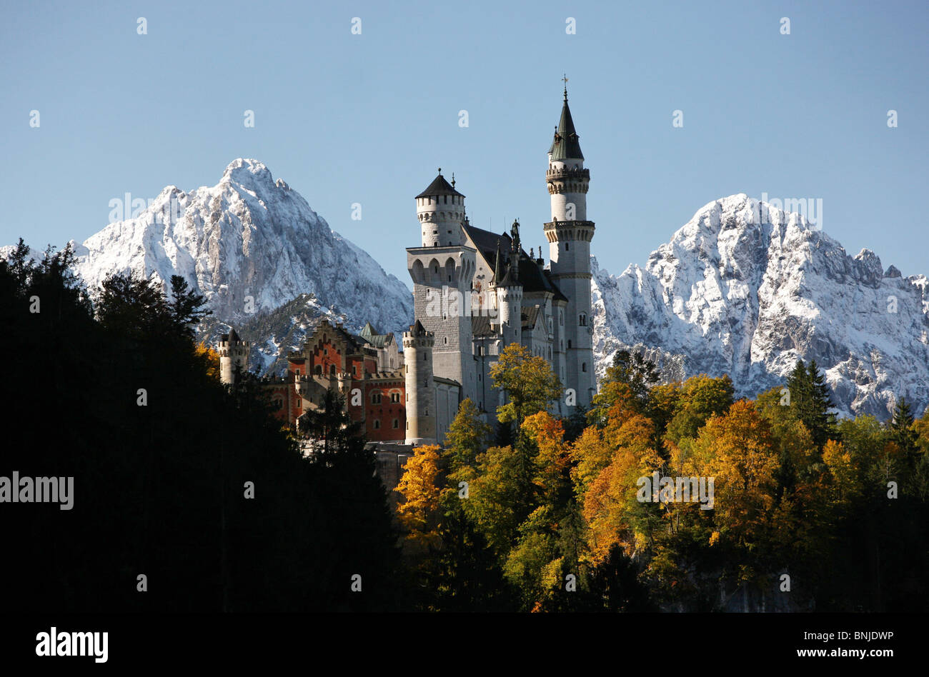 Germany Bavaria Schwangau building Neuschwanstein castle landscape ...