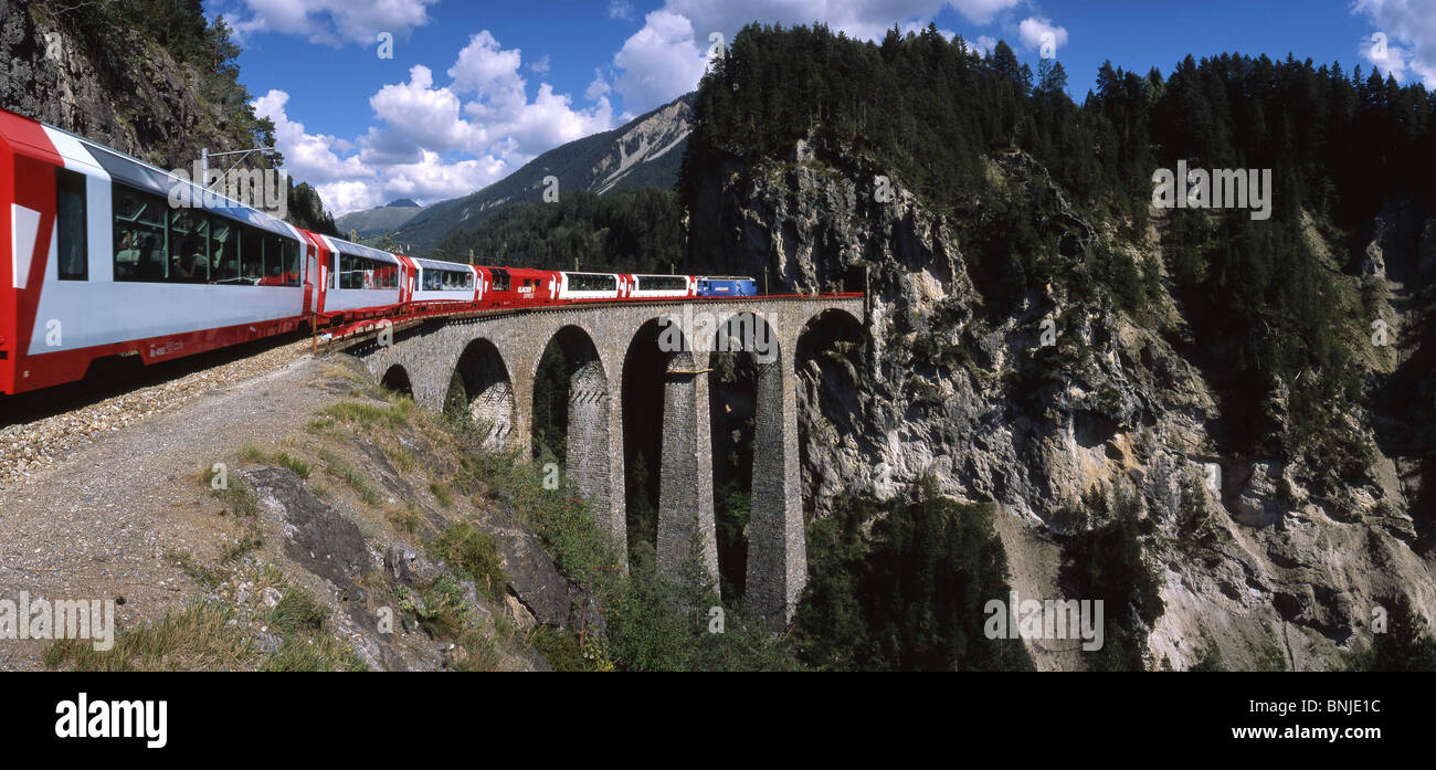 Bridge railroad railway Filisur Glacier-Express Canton of Grisons ...
