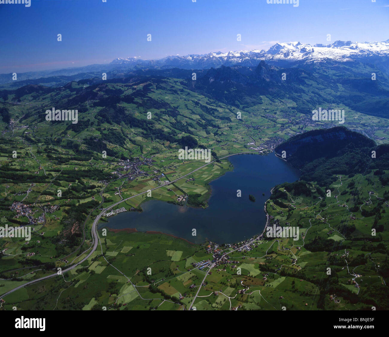 Aerial photo view alps alpine mountain mountains landscape scenery Arth ...