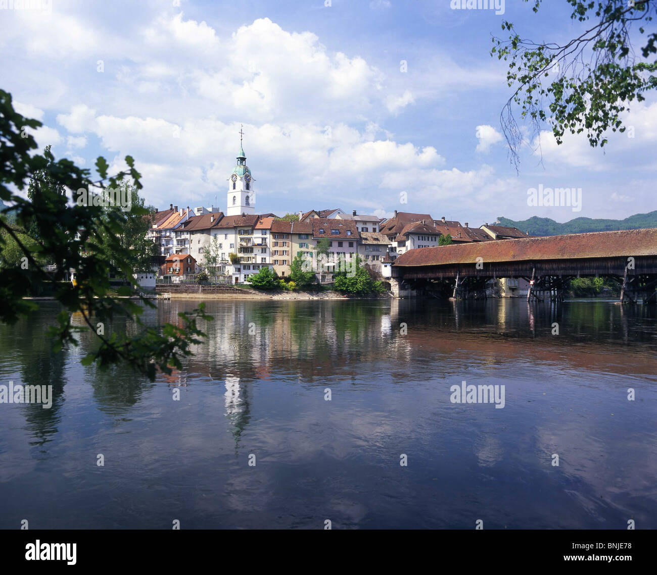 Aare Aar river Olten city old town River Canton of Solothurn water ...