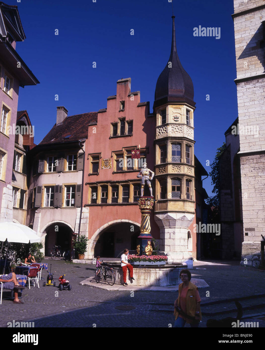 Canton of Berne Bern Biel city historical town old town square people ...