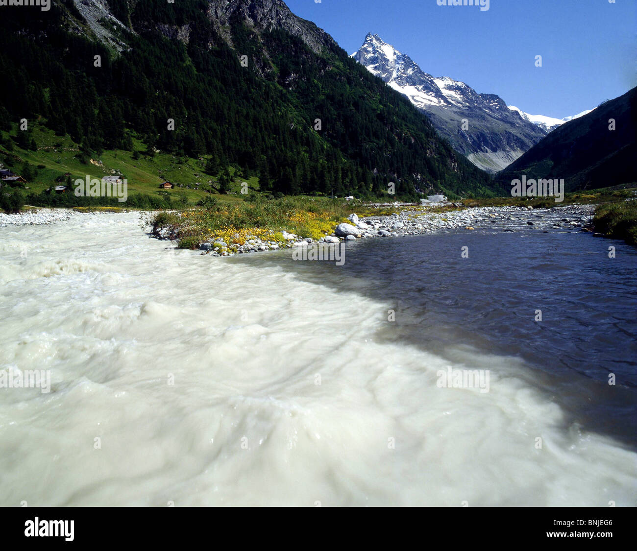 alps alpine mountain mountains Val d'Anniviers Landscape Nature River ...