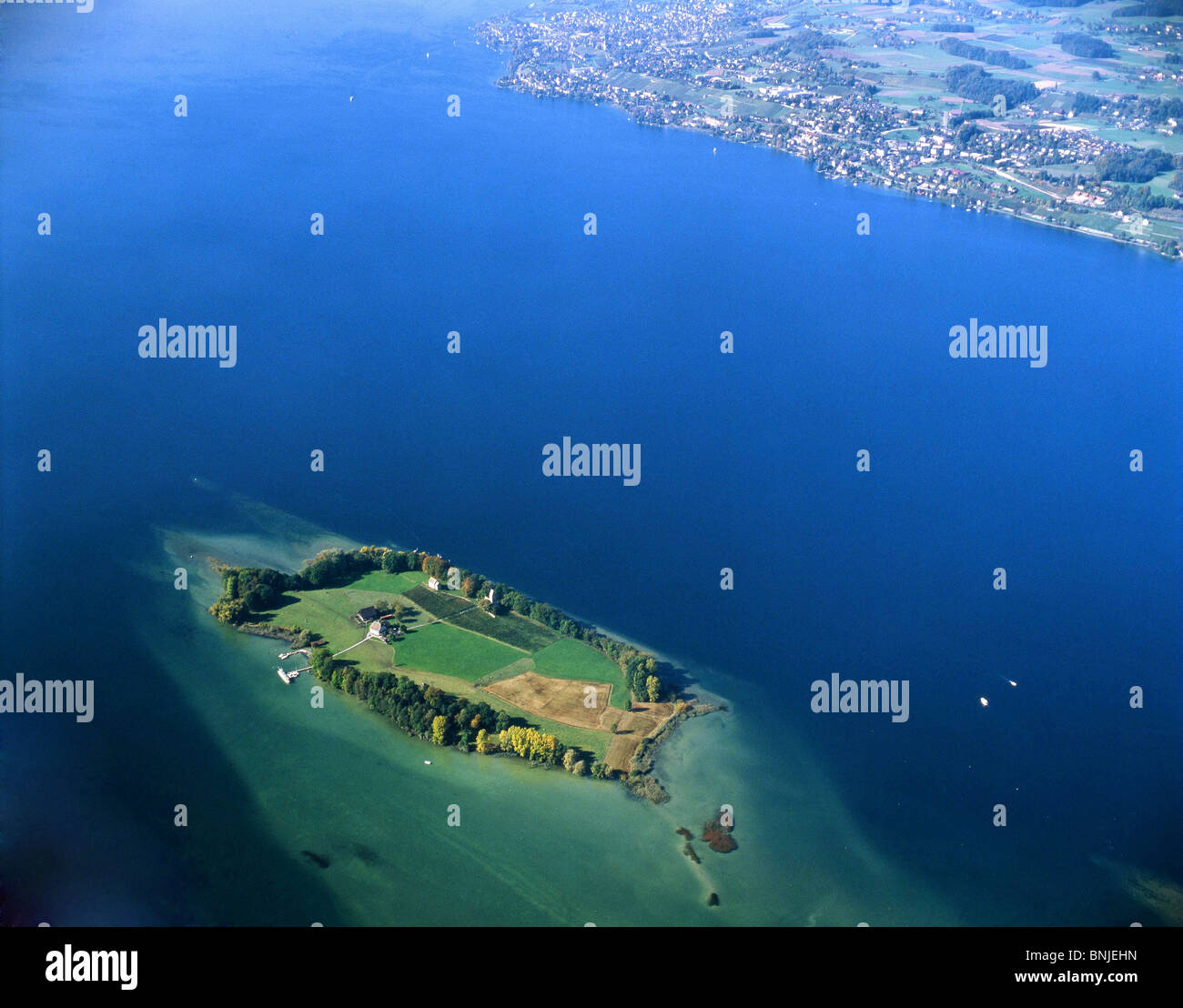 Ufenau island lake lakes Ufenau Lake Zürich Lake Zurich Switzerland ...