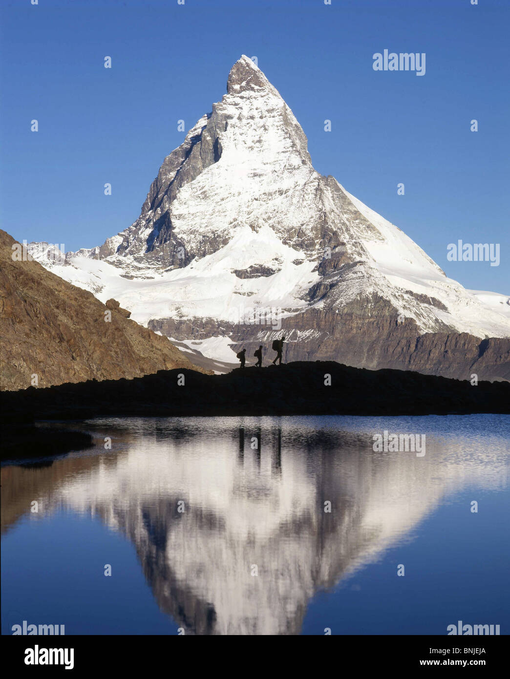alps alpine mountain mountains lake Hiking Matterhorn Lake Riffel ...