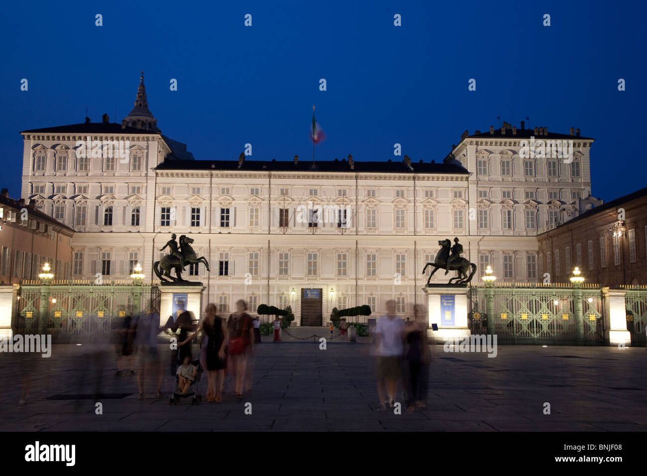 Royal Palace in Turin, Italy illuminated at night Stock Photo - Alamy