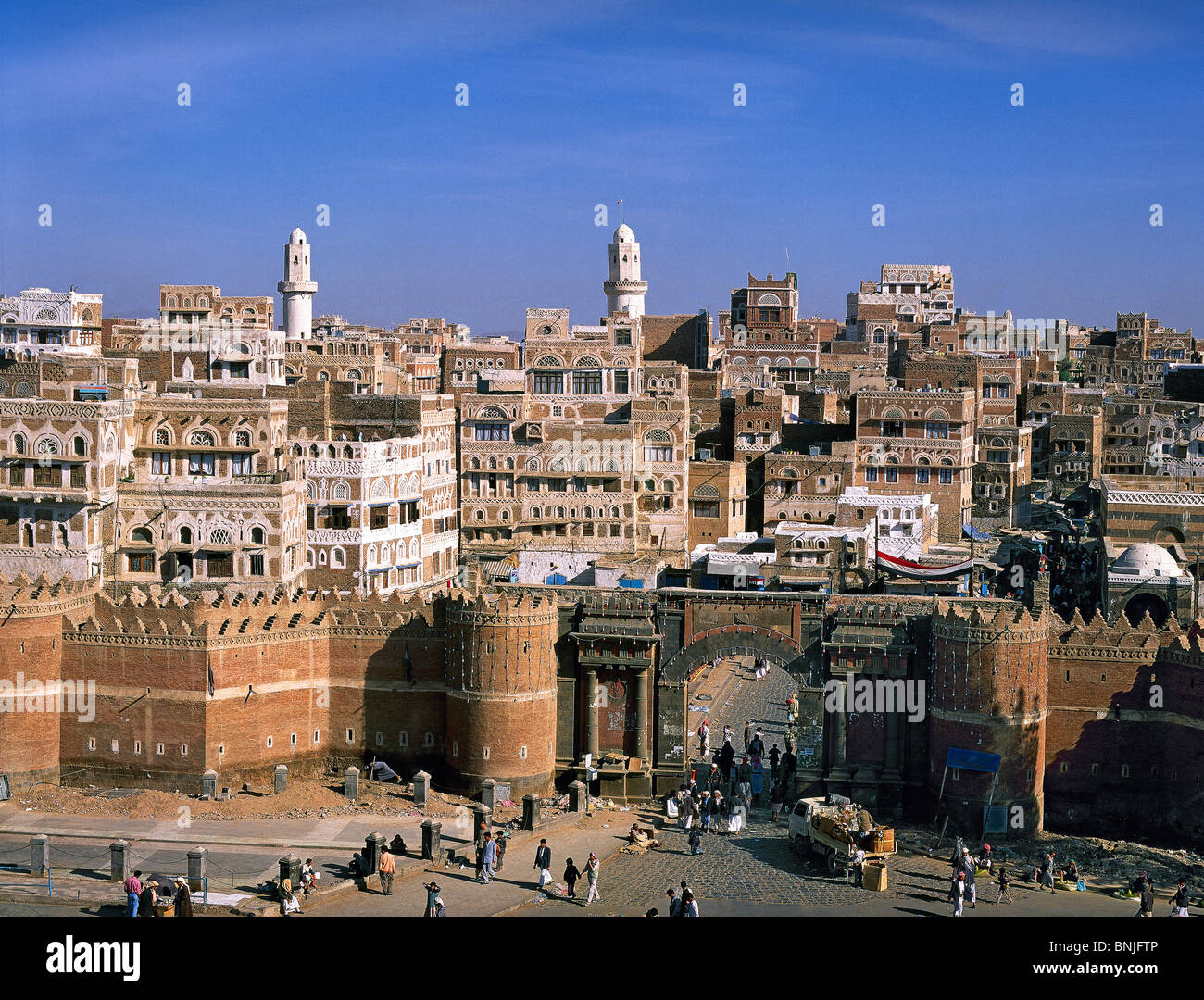 Yemen February 2005 Sanaa city Old town Bab Al Yaman Gate historic ...