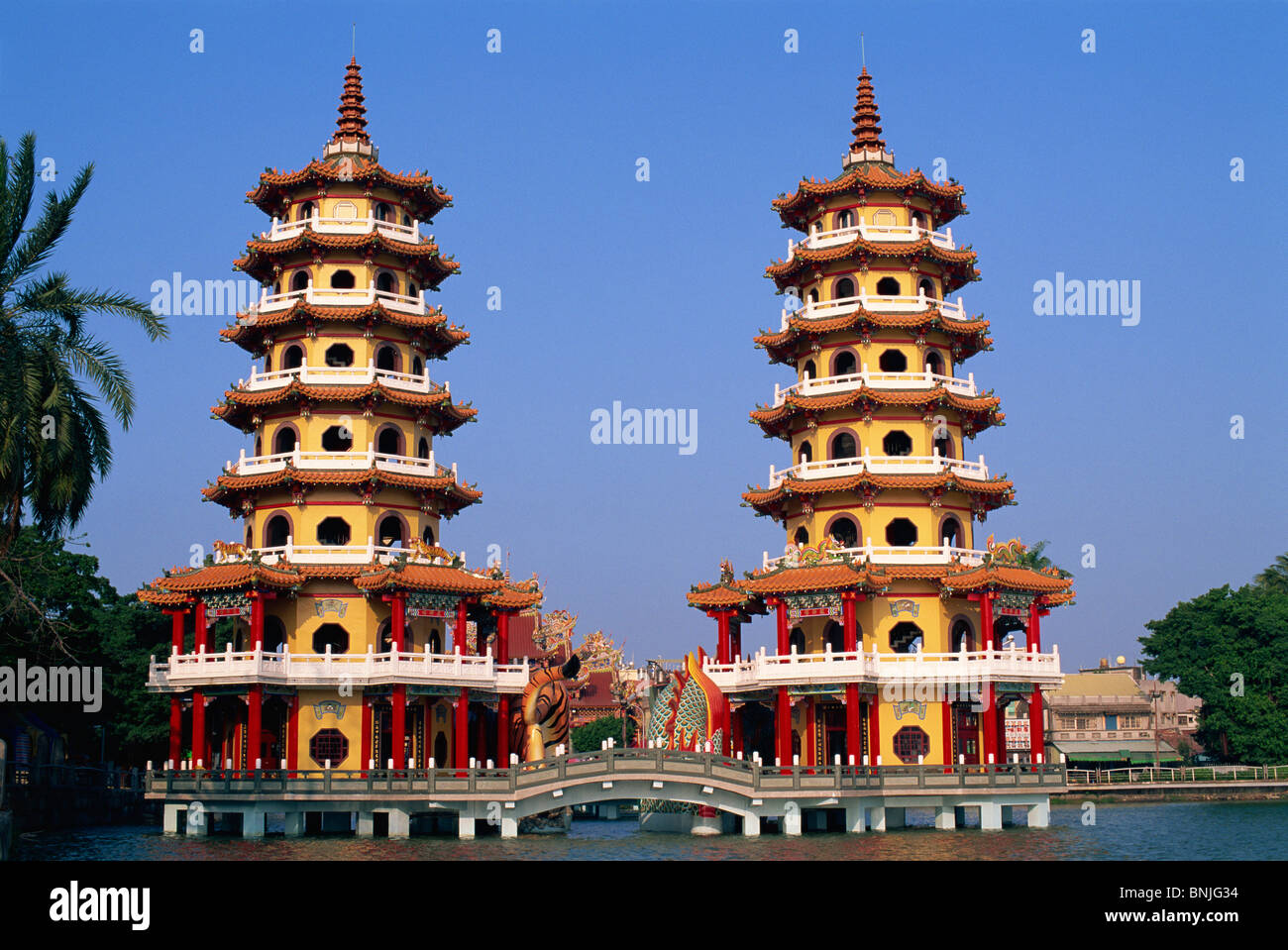 Taiwan Kaohsiung Lotus Lake Dragon Tiger Pagodas Asia China Formosa ...
