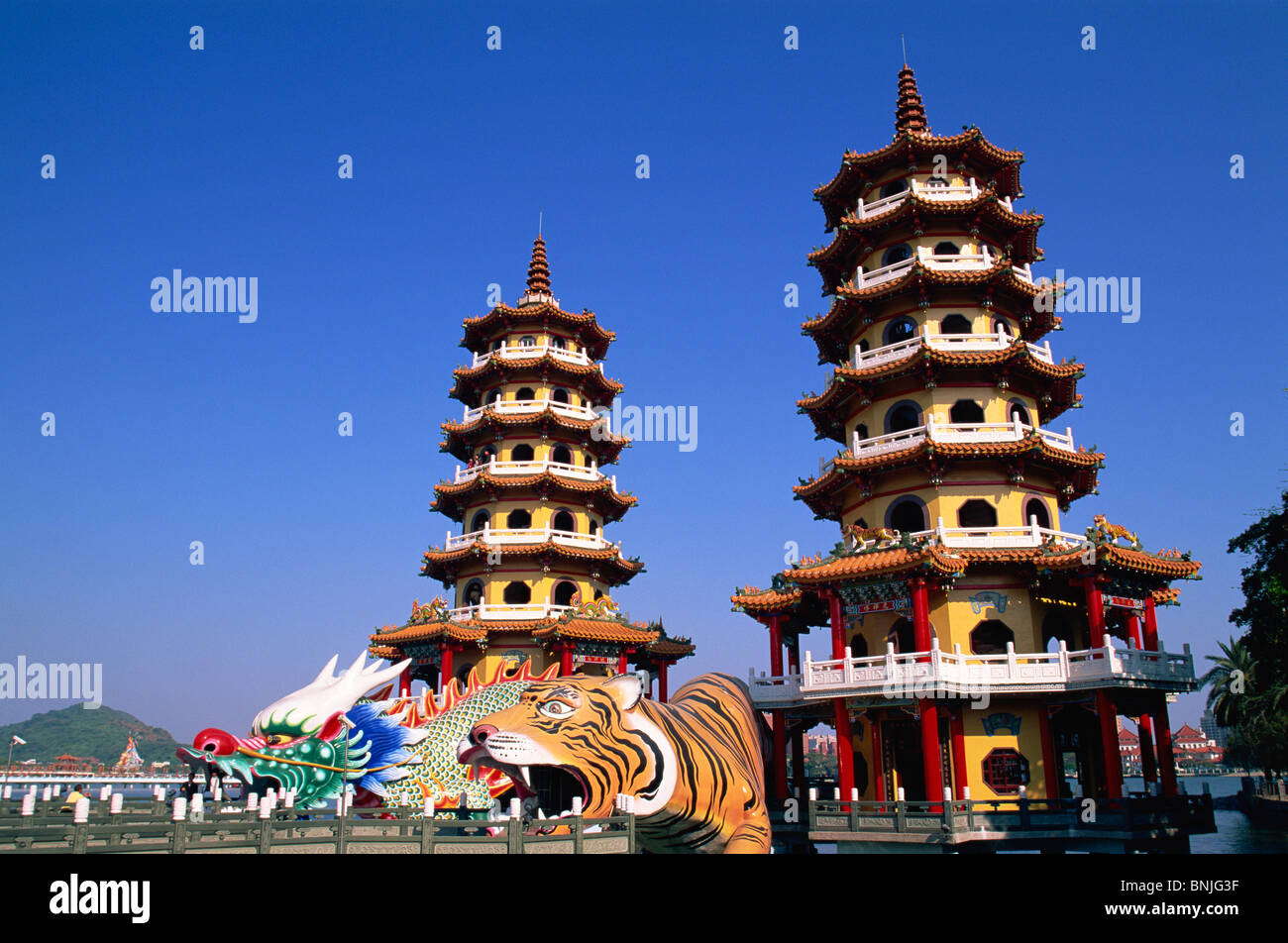Taiwan Kaohsiung Lotus Lake Dragon Tiger Pagodas Asia China Formosa ...