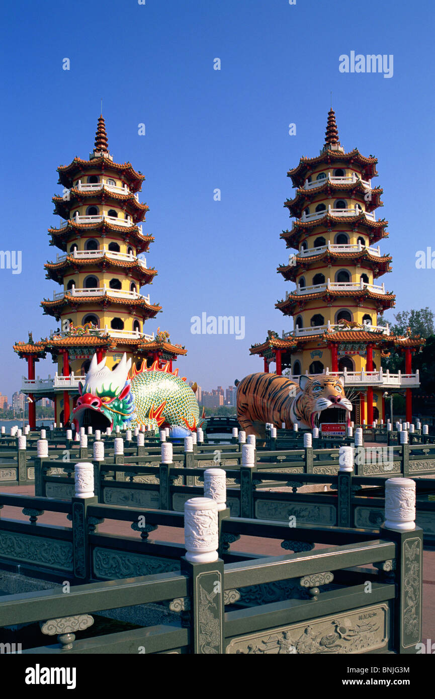 Taiwan Kaohsiung Lotus Lake Dragon Tiger Pagodas Asia China Formosa ...