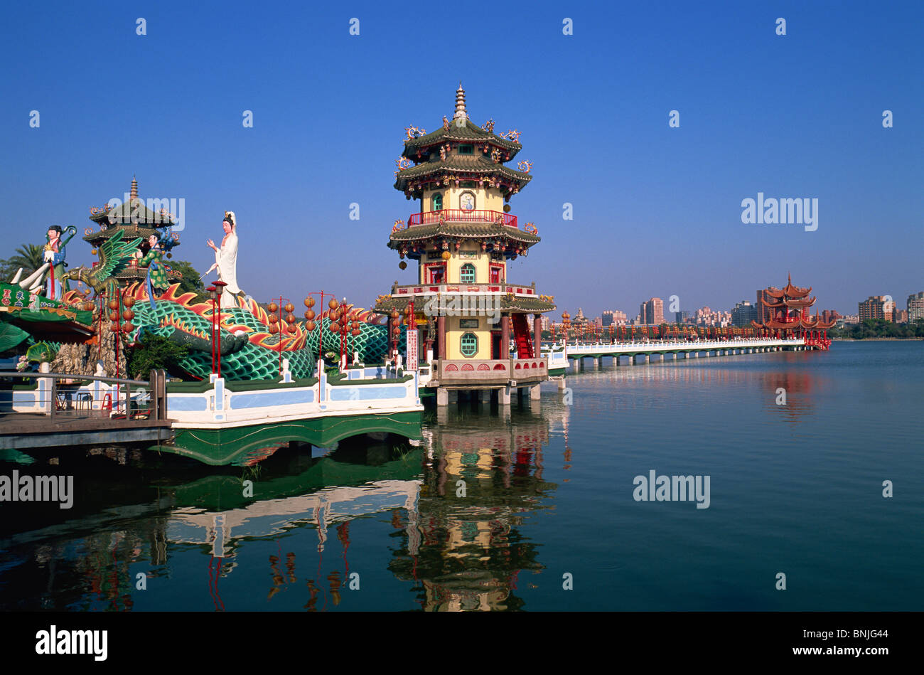 Taiwan Kaohsiung Lotus Lake Spring Autumn Pavilions Asia China Formosa ...