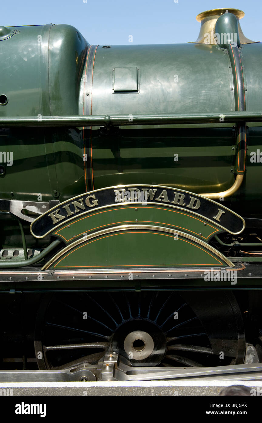 Nameplate of steam locomotive 'King Edward 1' The square shaped ...